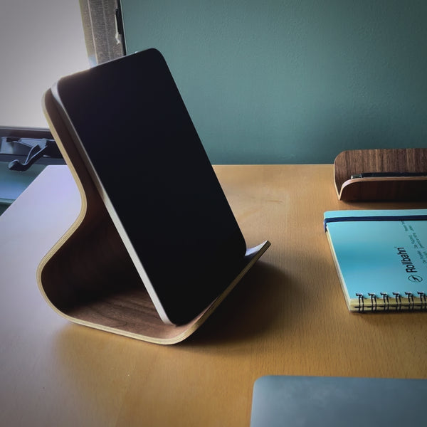 Ray Tablet Stand - Handmade Mid Century Modern Bent Plywood by Ciseal